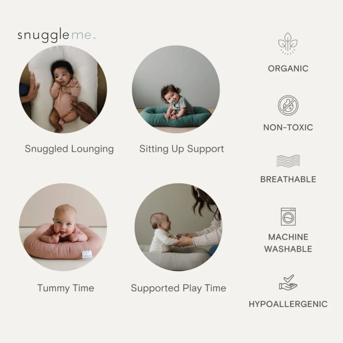 Snuggle Me Organic เบาะโอบกอดทารก เบาะนอนเล่น อบอุ่นเหมือนอยู่ในอ้อมแขน ...