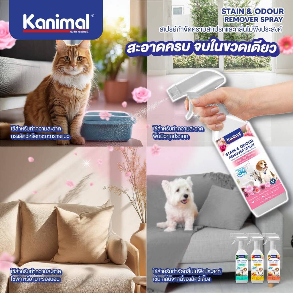 Kanimal Stain & Odour Remover Spray สเปรย์กำจัดคราบและกลิ่นไม่พึงประสงค์ ขนาด 500 มล. | Shopee ...