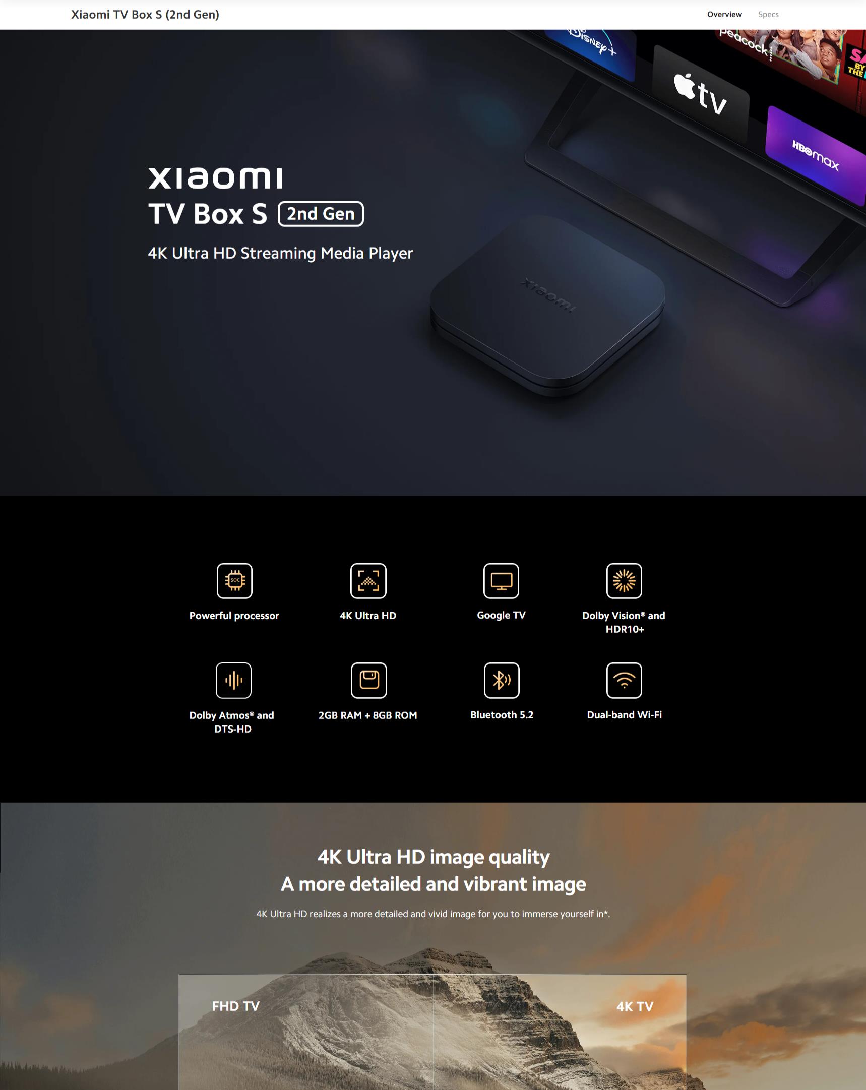 Xiaomi TV Box S 2nd Gen 4K กล่อง I สูงสุด 4K Ultra HD I Android TV I ...