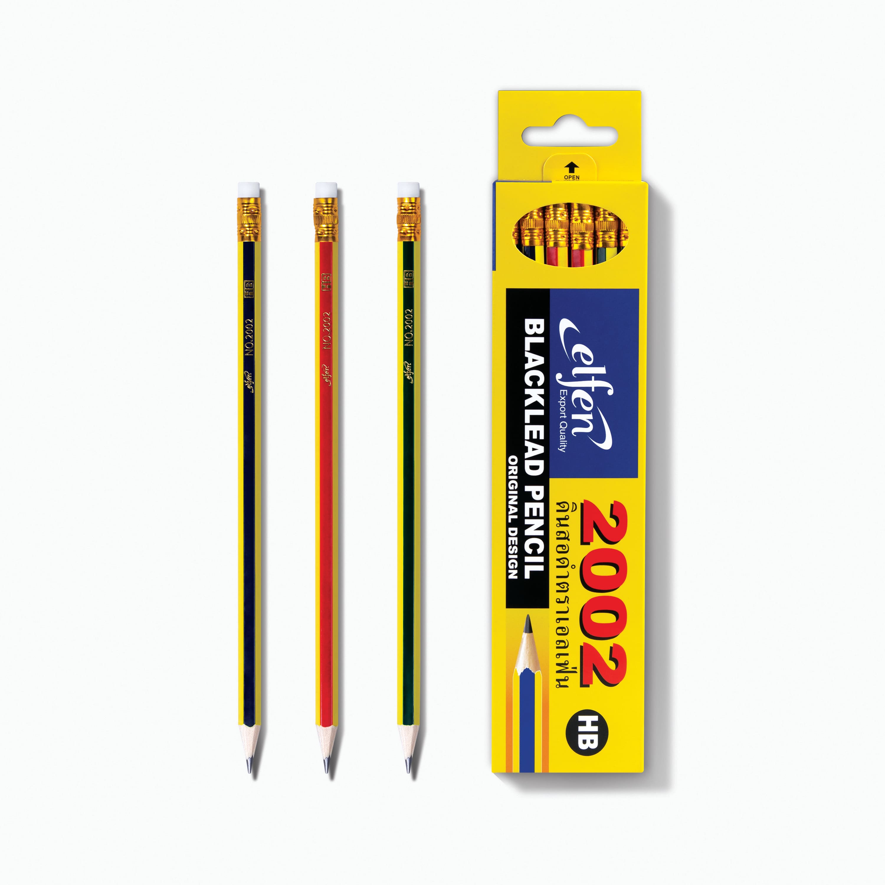 ดินสอ ดินสอไม้ HB 2002 ยี่ห้อ Elfen (12แท่ง/กล่อง) | Shopee Thailand