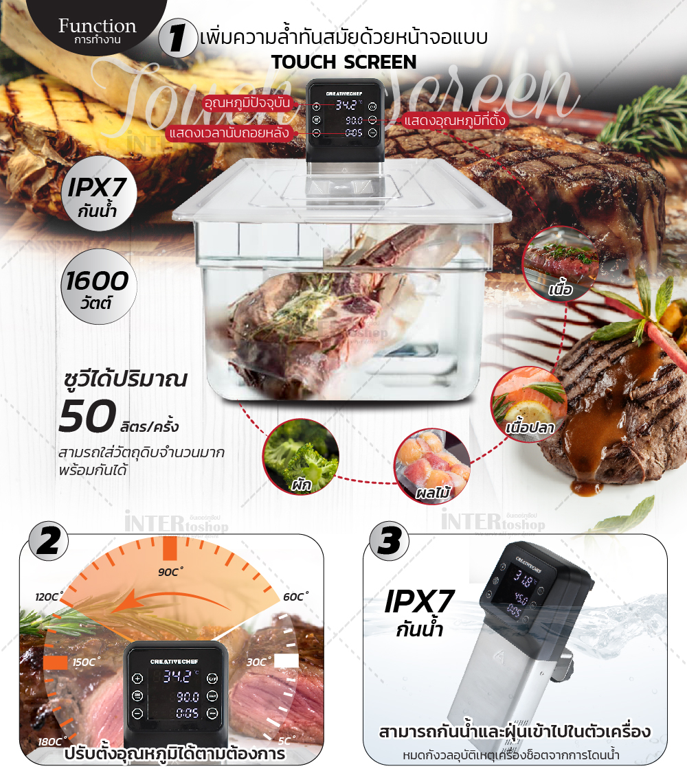 เครื่องซูวี 50 ลิตรสำหรับร้านอาหารขนาดใหญ่ รุ่น SV-1600 พร้อม อ่างความ ...