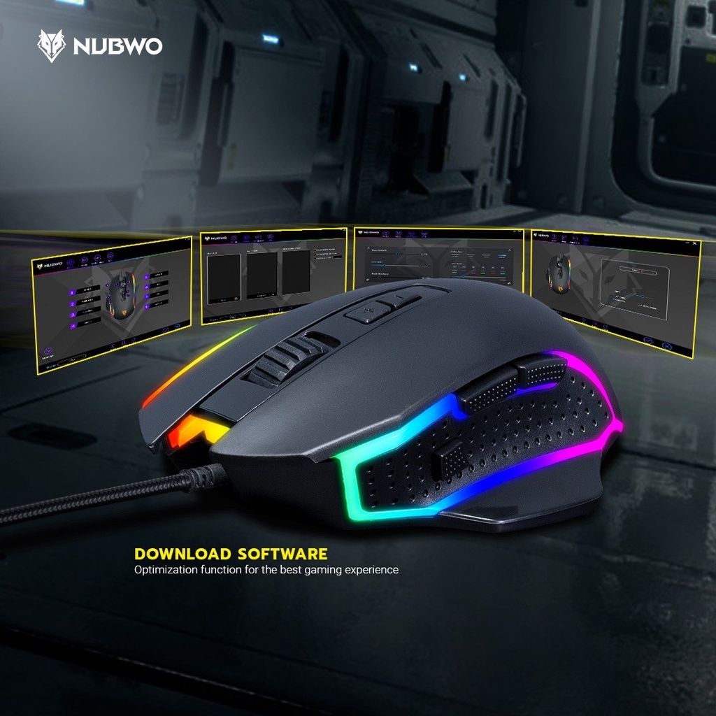 Nubwo Gaming Mouse เมาส์เกมมิ่ง ปรับ DPI ได้ 6 ระดับ สูงสุด 12800 มี 7 ปุ่ม ปรับมาโครได้ รุ่น NM ...
