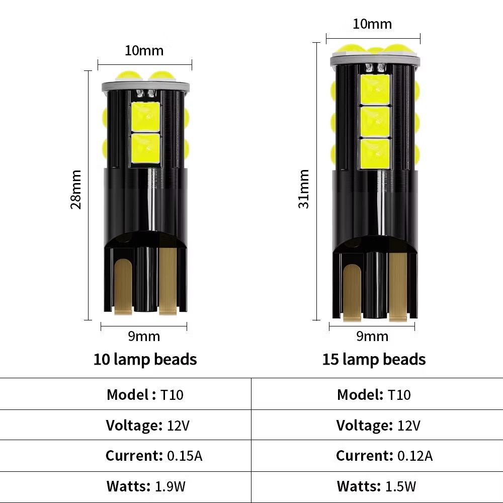NEW (1ชิ้น) หลอดไฟหรี่ T10 3030 15SMD LED 3D สว่างมาก สําหรับติดป้ายทะเบียนรถยนต์ และมอเตอร์ไซค์ ...