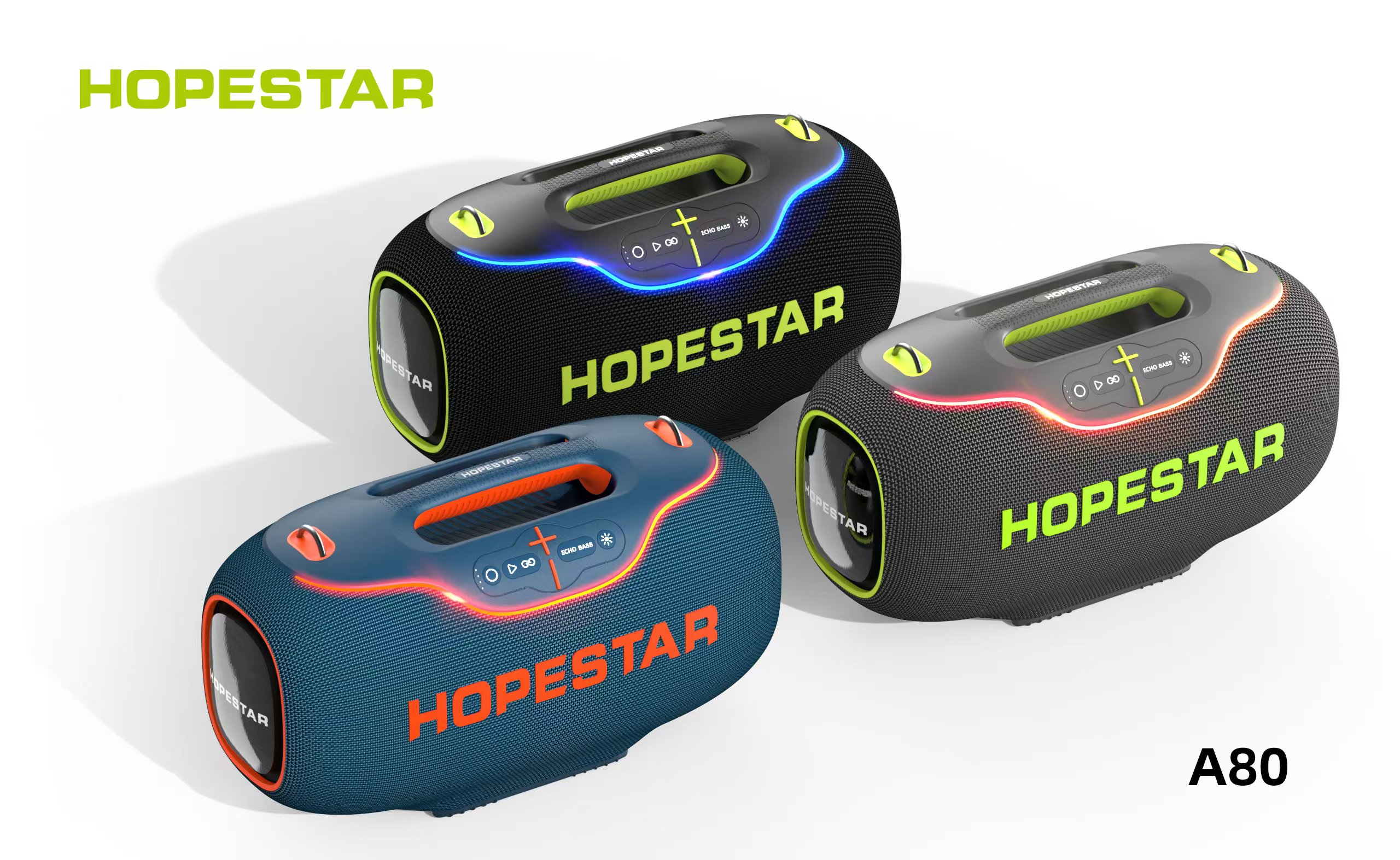 ลำโพงบลูทูธ Hopestar A80 350วัตต์ พร้อมไมค์ลอย1/2อัน ลำโพง6ดอก มีไฟRGB ...