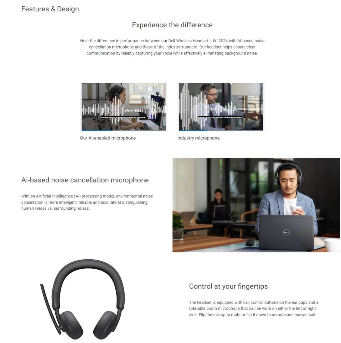 Dell Wireless Headset - WL3024 หูฟังไร้สาย ของแท้ ประกันศูนย์ 3ปี ...
