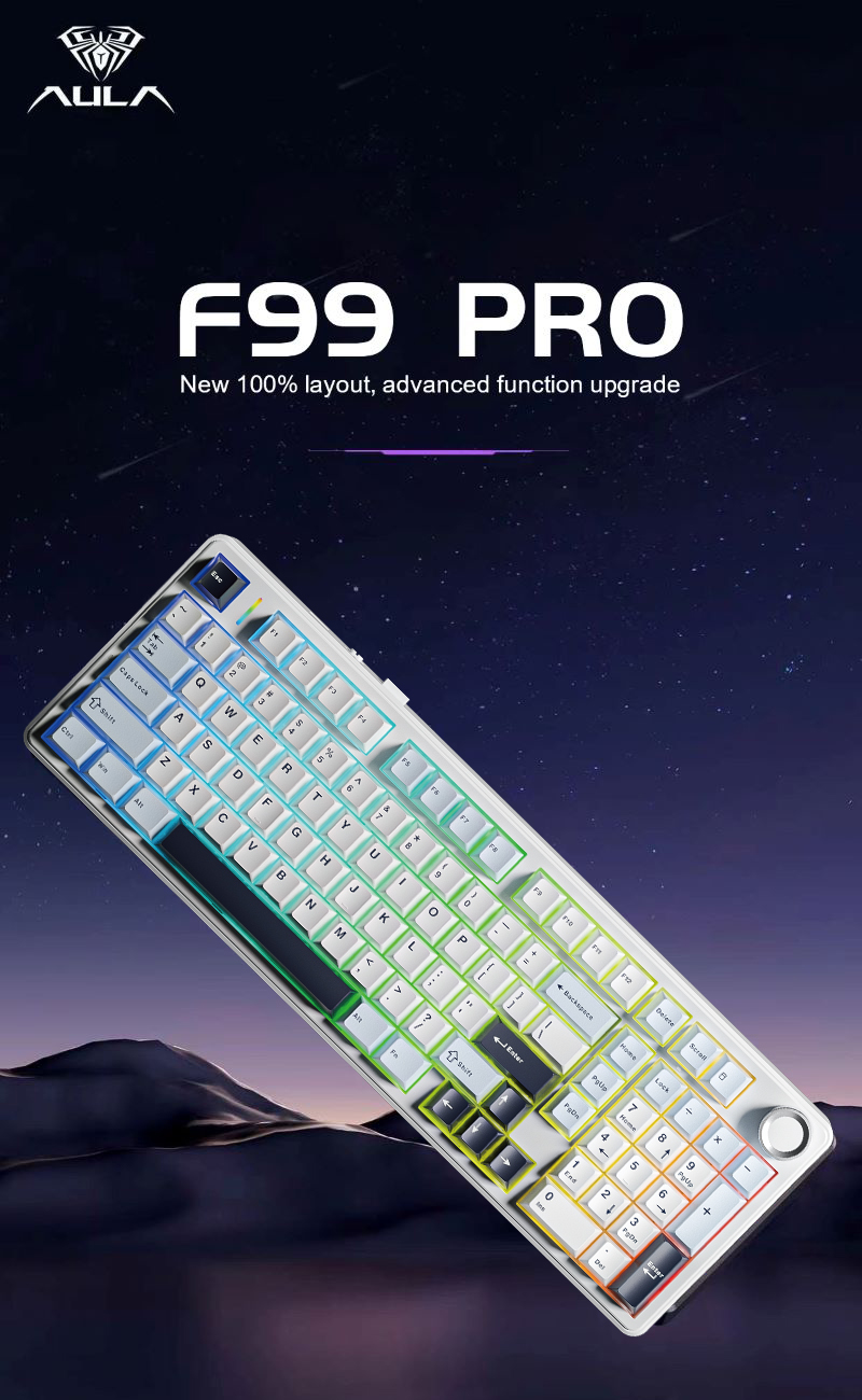 คีย์บอร์ดไร้สาย - AULA F99Pro - Gasket Mechanical Keyboard คีย์ไทย แบต 8,000mAh รับประกัน 2 ปี ...