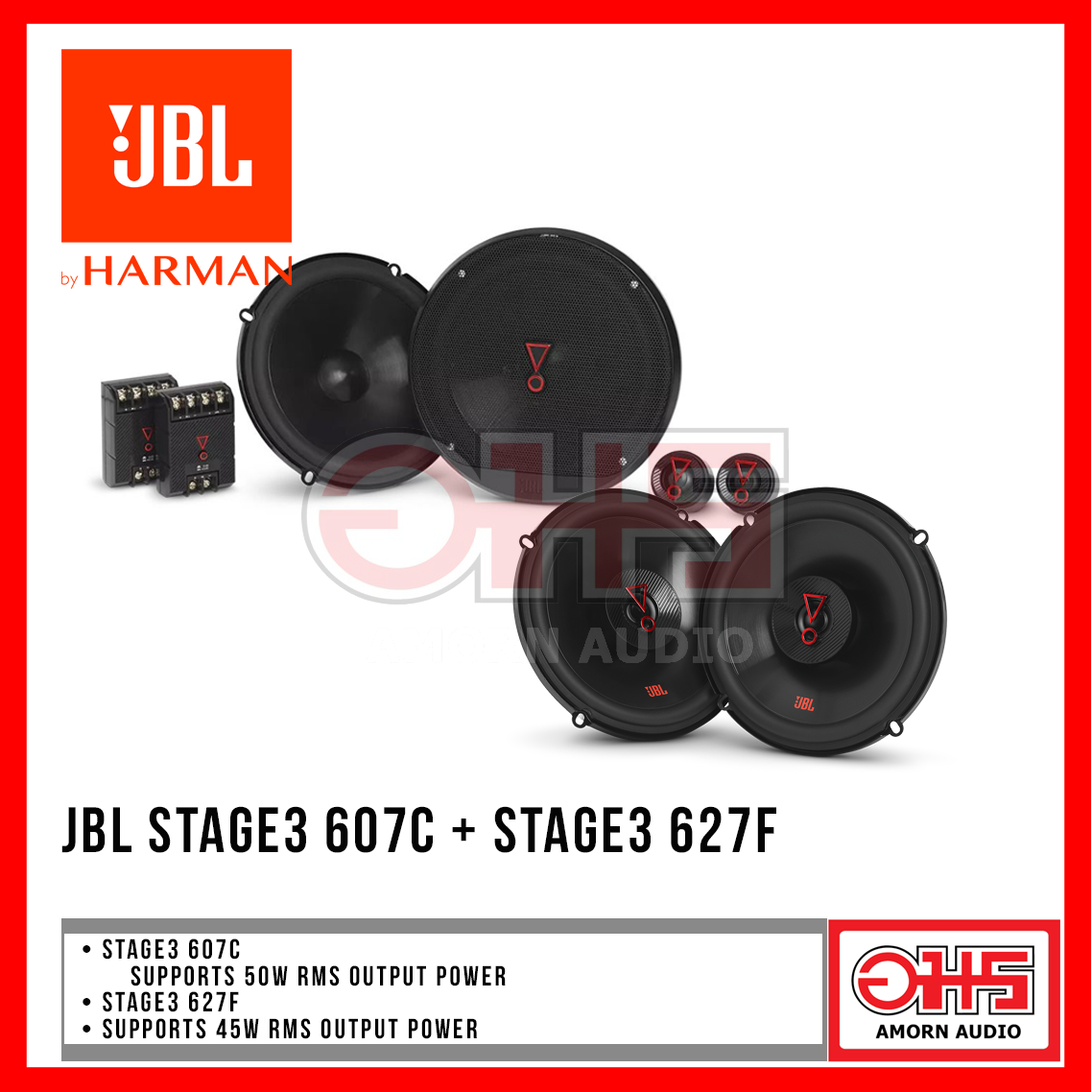 JBL SET ลำโพง รุ่น STAGE3 607C และ STAGE3 627F ลำโพงรถยนต์คู่หน้าหลัง 6 ...