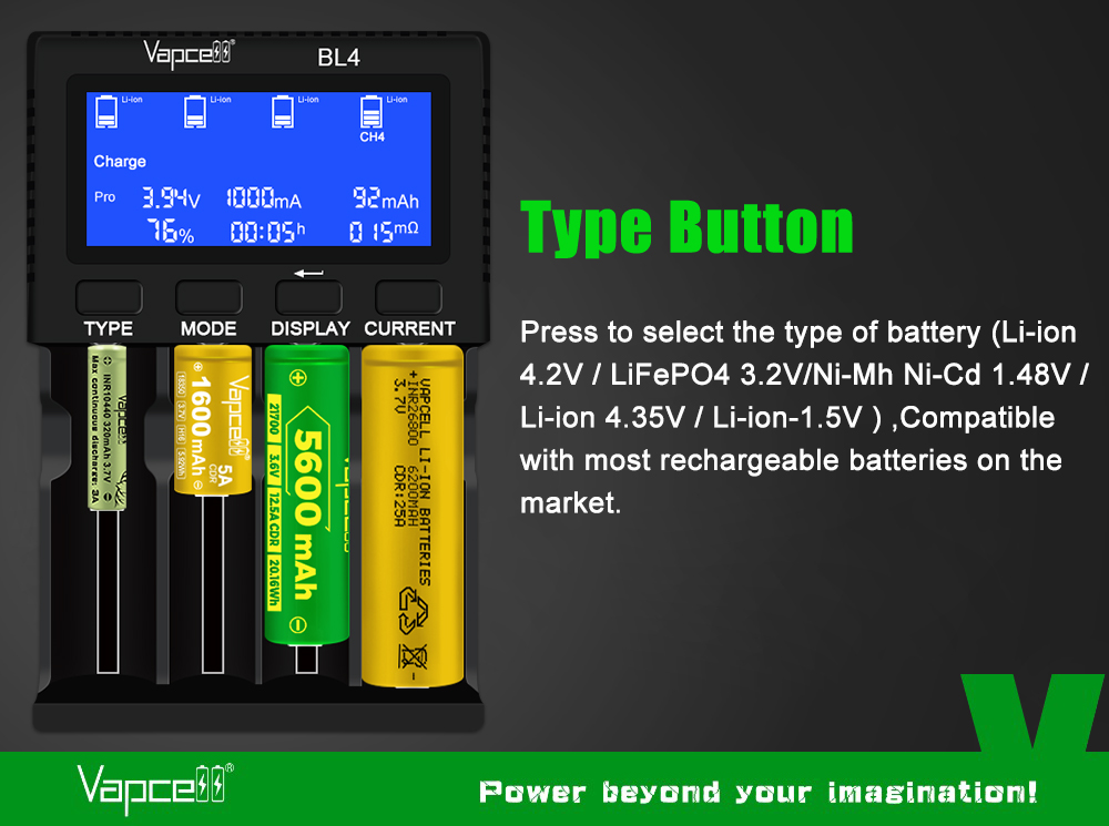 เครื่องชาร์จ Vapcell BL4 4-slot Battery Charger 9V 2A | Shopee Thailand