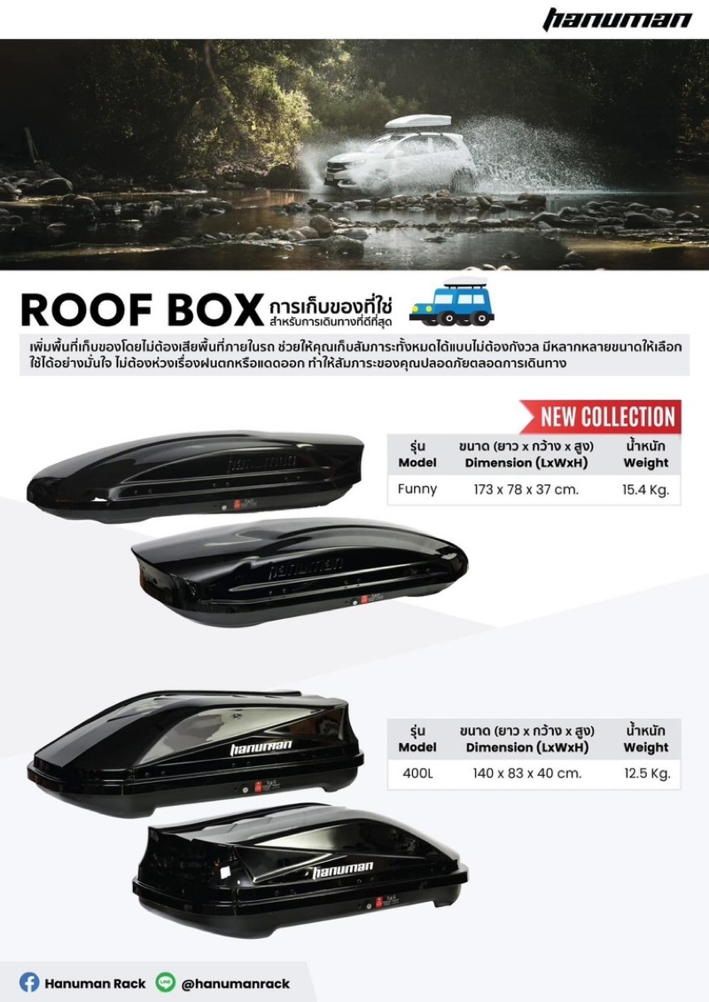 [ผ่อนได้] กล่องหลังคา Hanuman Roof Box หลายขนาด ประกันศูนย์ไทย 5ปี ไม่ ...