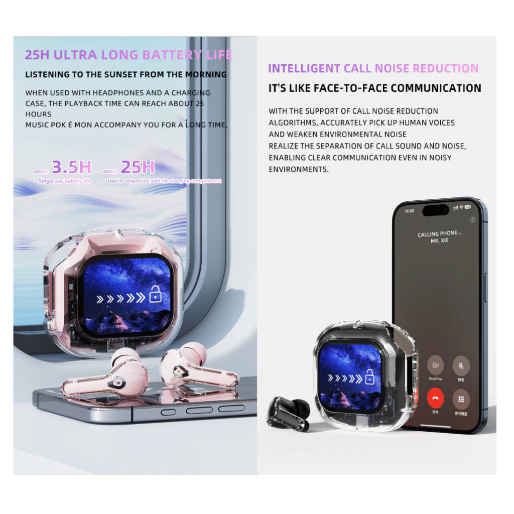 YOOGOO หูฟังบลูทูธพร้อมหน้าจอทัชสกรีน หูฟังจอสัมผัส หูฟังไร้สาย ตัด ...