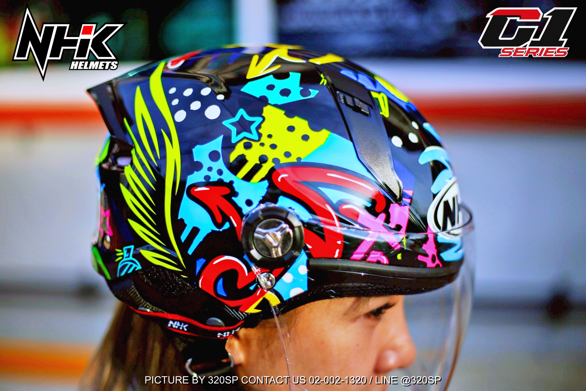 มาใหม่!! ใส่ใต้เบาะได้ทุกรุ่น!! หมวกกันน็อคครึ่งใบ NHK C1 ลายนักแข่ง ของแท้ ส่งไว!!! 320SP ...