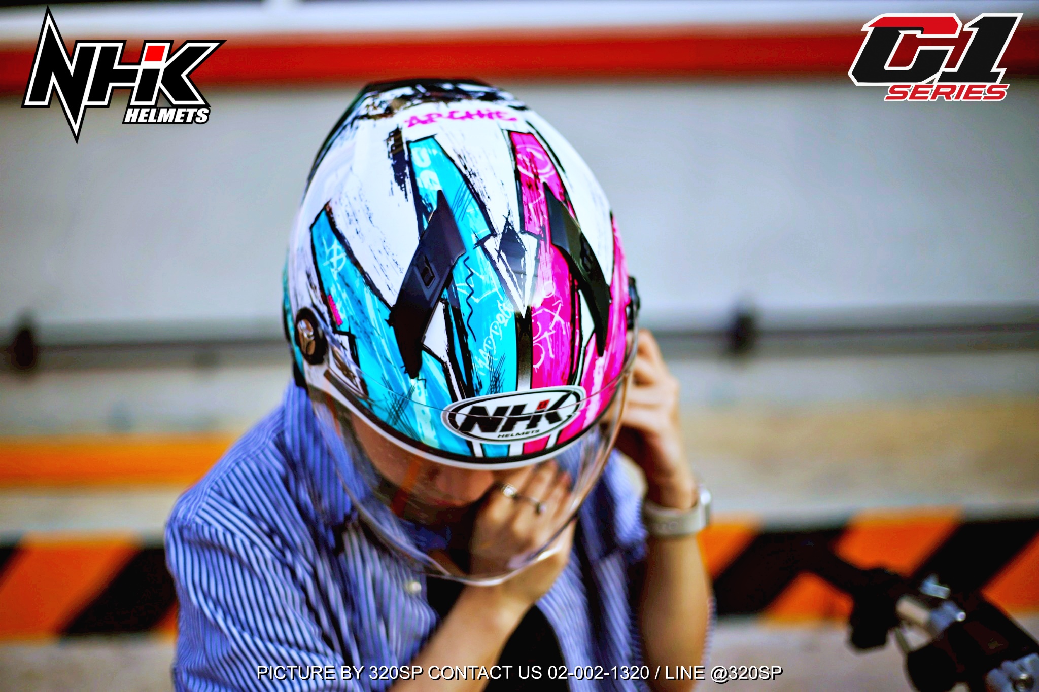 มาใหม่!! ใส่ใต้เบาะได้ทุกรุ่น!! หมวกกันน็อคครึ่งใบ NHK C1 ลายนักแข่ง ของแท้ ส่งไว!!! 320SP ...