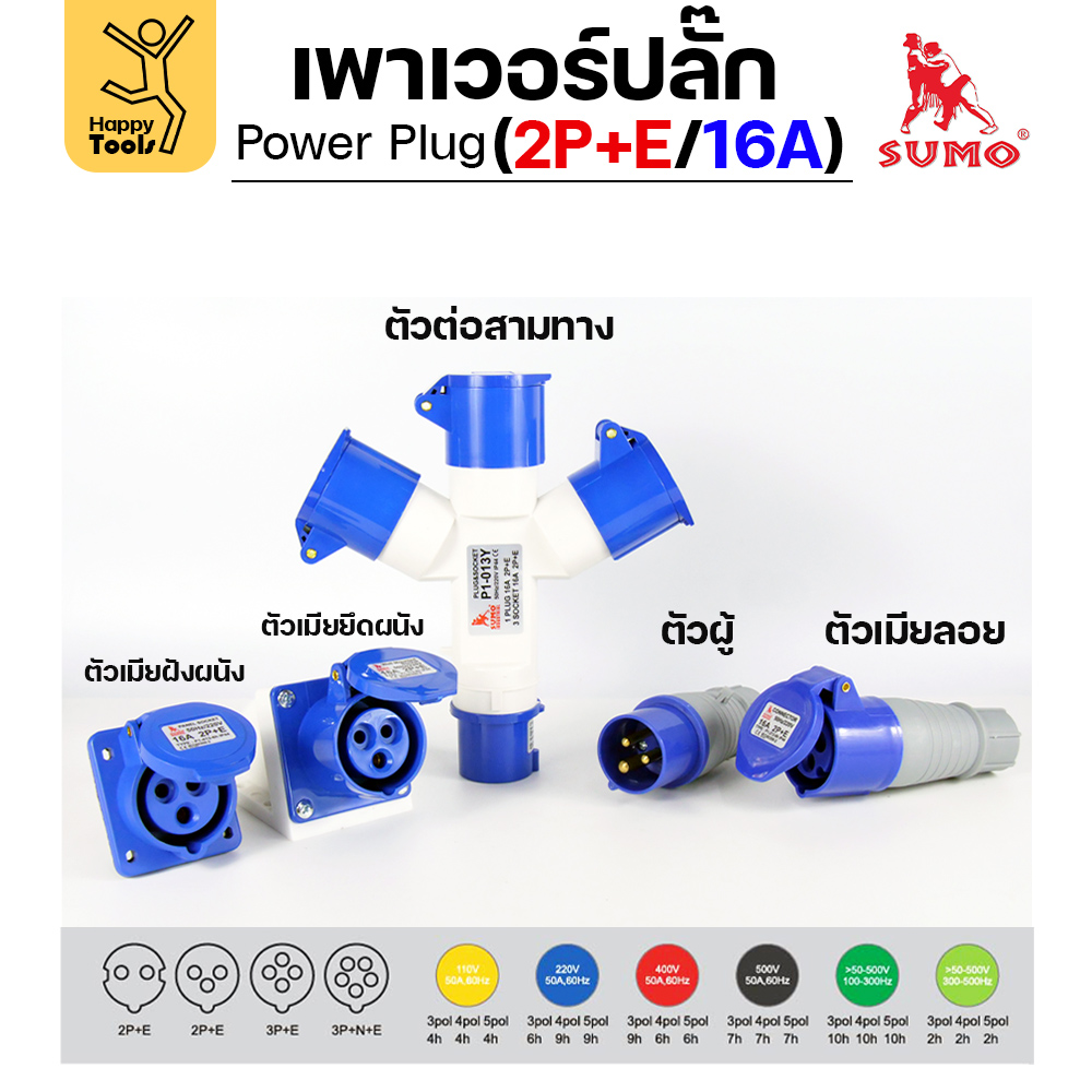 Sumo Power Plug พาวเวอร์ปลั๊ก ไฟ1เฟส 3ขา เลือกรูปแบบในตัวเลือก ของซูโม่ ...