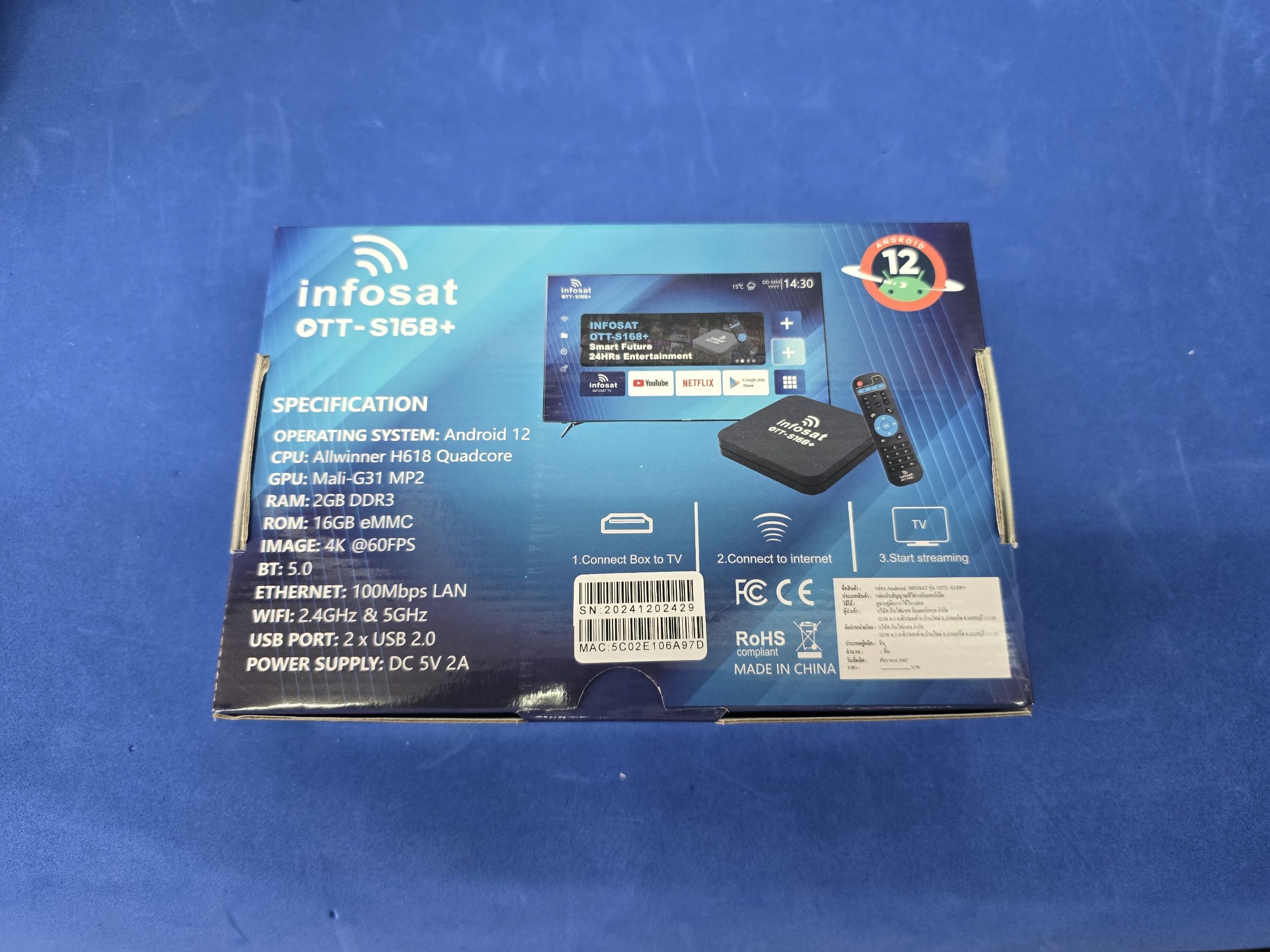 NEW2025 กล่องทีวีอินเตอร์เน็ตแอนดรอย12 INFOSAT OTT-S168+ โหลด ...
