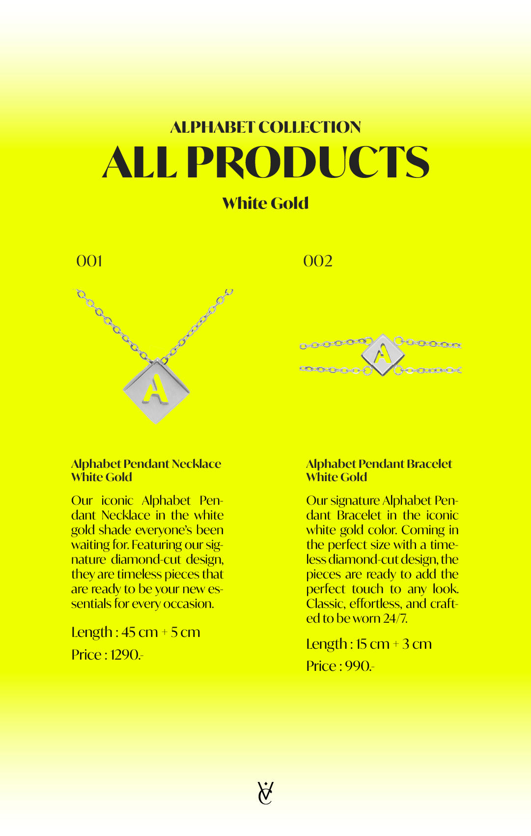 Valichain - Alphabet Necklace (White Gold) | Shopee Thailand