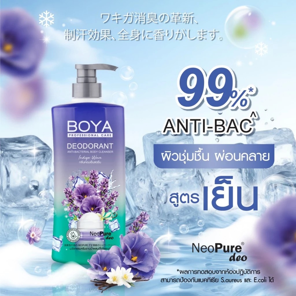 BOYA - Deodorant Anti-Bacterial Body Cleanser Indigo Wave (500ml.) ดีโอ ...