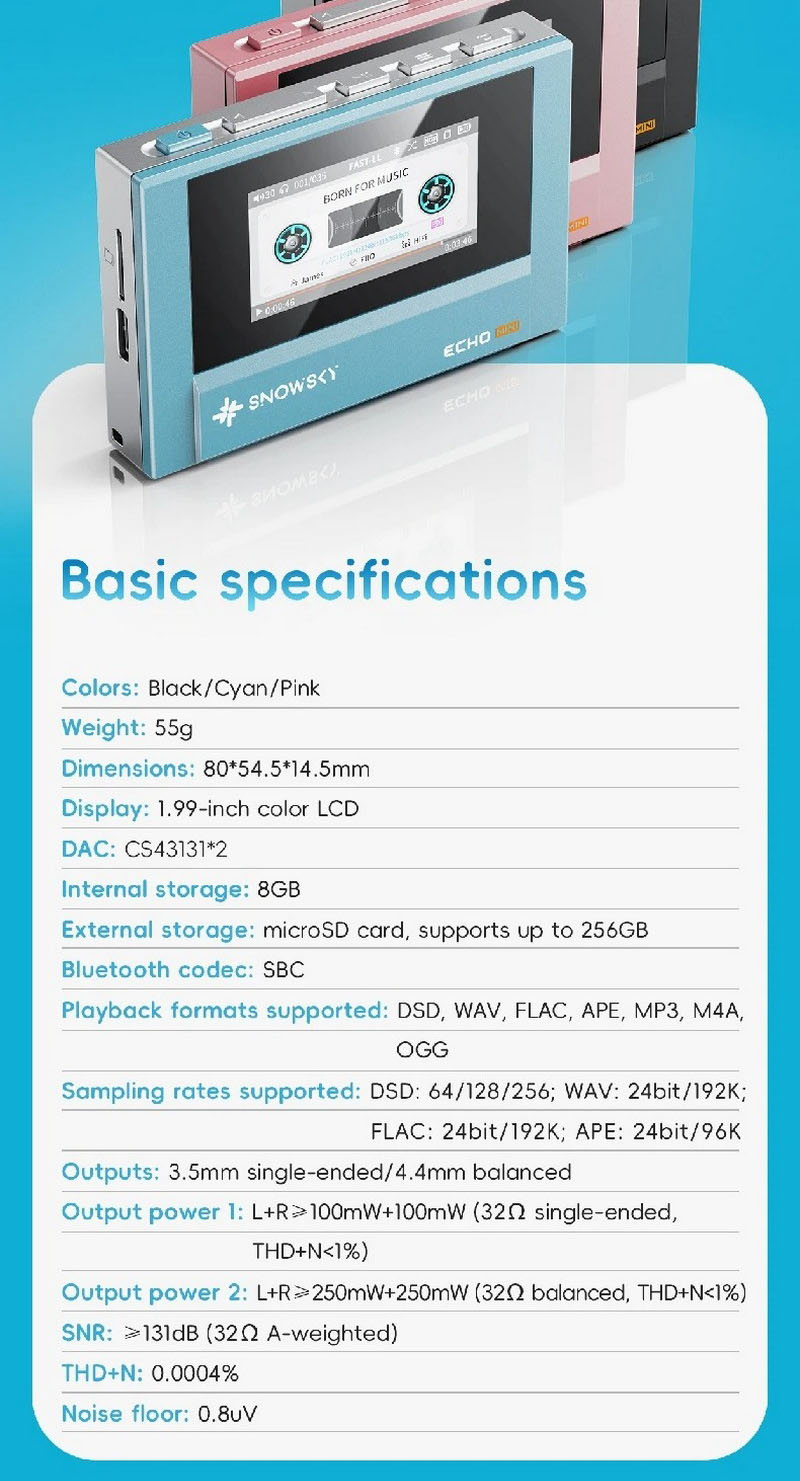 FiiO Snowsky Echo Mini DAP เครื่องเล่นเพลงพกพา | Shopee Thailand