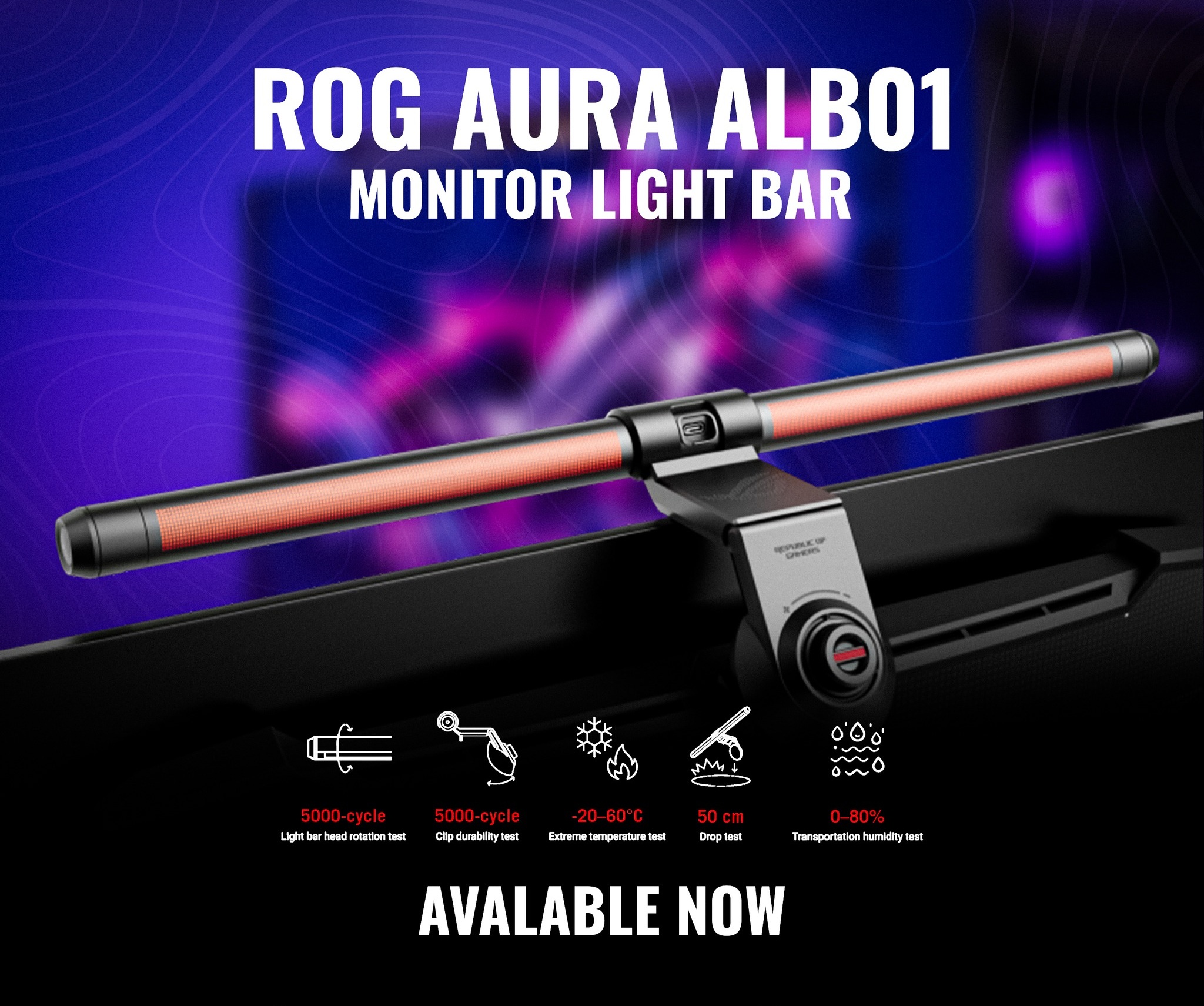 ASUS ROG Aura Monitor Light Bar - Asymmetrical Lighting bar, 3 Modes ...