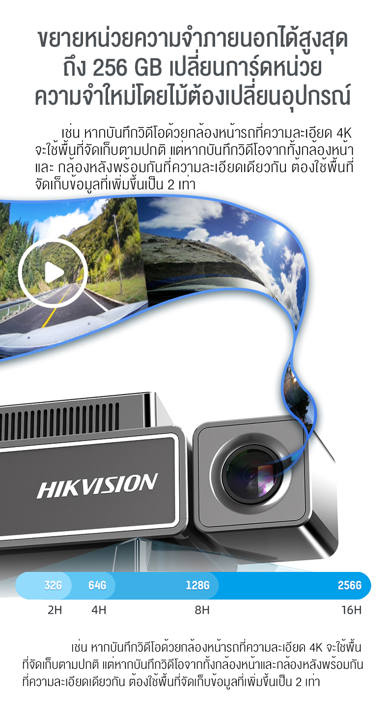 HIKVISION C8PRO Dash Cam 4K Built-In GPS 4G Box กล้องติดรถยนต์ ความคมชัด 2160P WDR Dual Vision ...