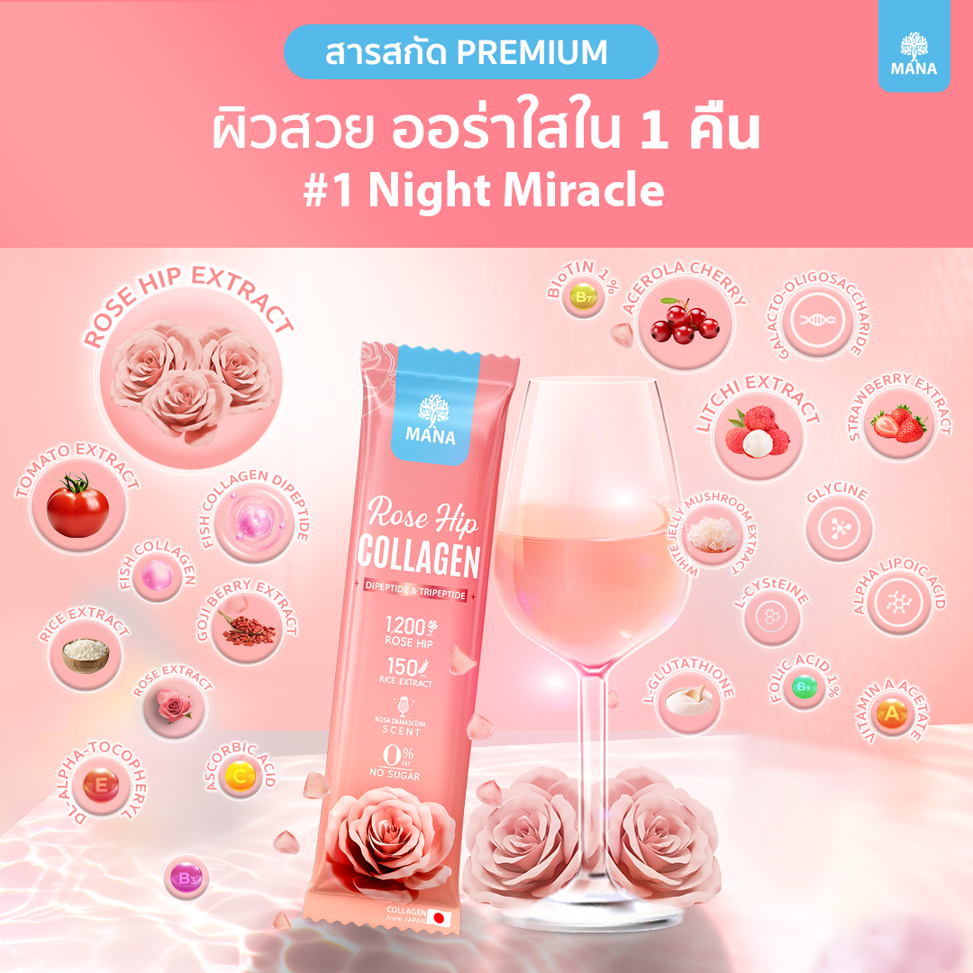 MANA ROSE HIP COLLAGEN ผิวสวย ออร่าใส ผิวนุ่มลื่น สร้างผิวแข็งแรง ต้าน ...