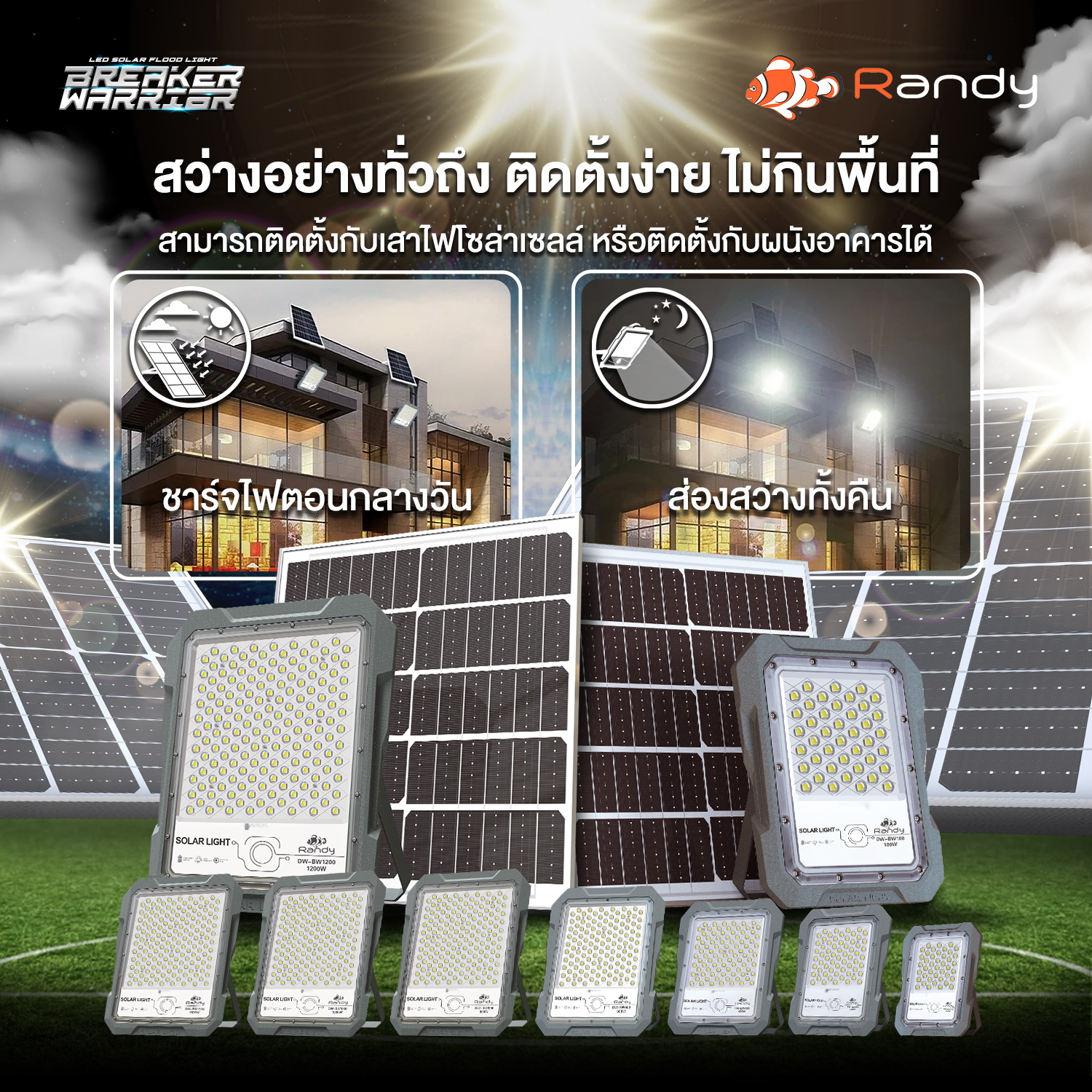 [ผ่อน10เดือน]Randy Gen2 SolarLight สปอตไลท์ไฟโซล่าเซลล์ WIFI CCTV 100W ...