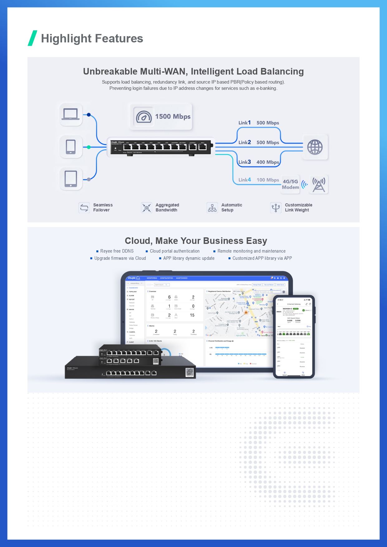 Ruijie Reyee RG-EG310GH-E 10-Port 1.5Gbps 300 User 64 VPN Tunnels Load ...