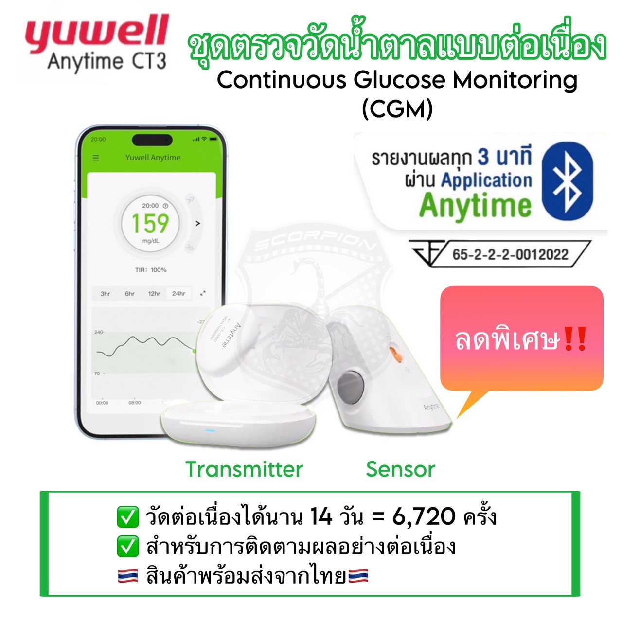 อย.ไทย🔥YUWELL CGM เครื่องตรวจน้ำตาล วัดต่อเนื่อง เครื่องตรวจวัดน้ำตาล ...