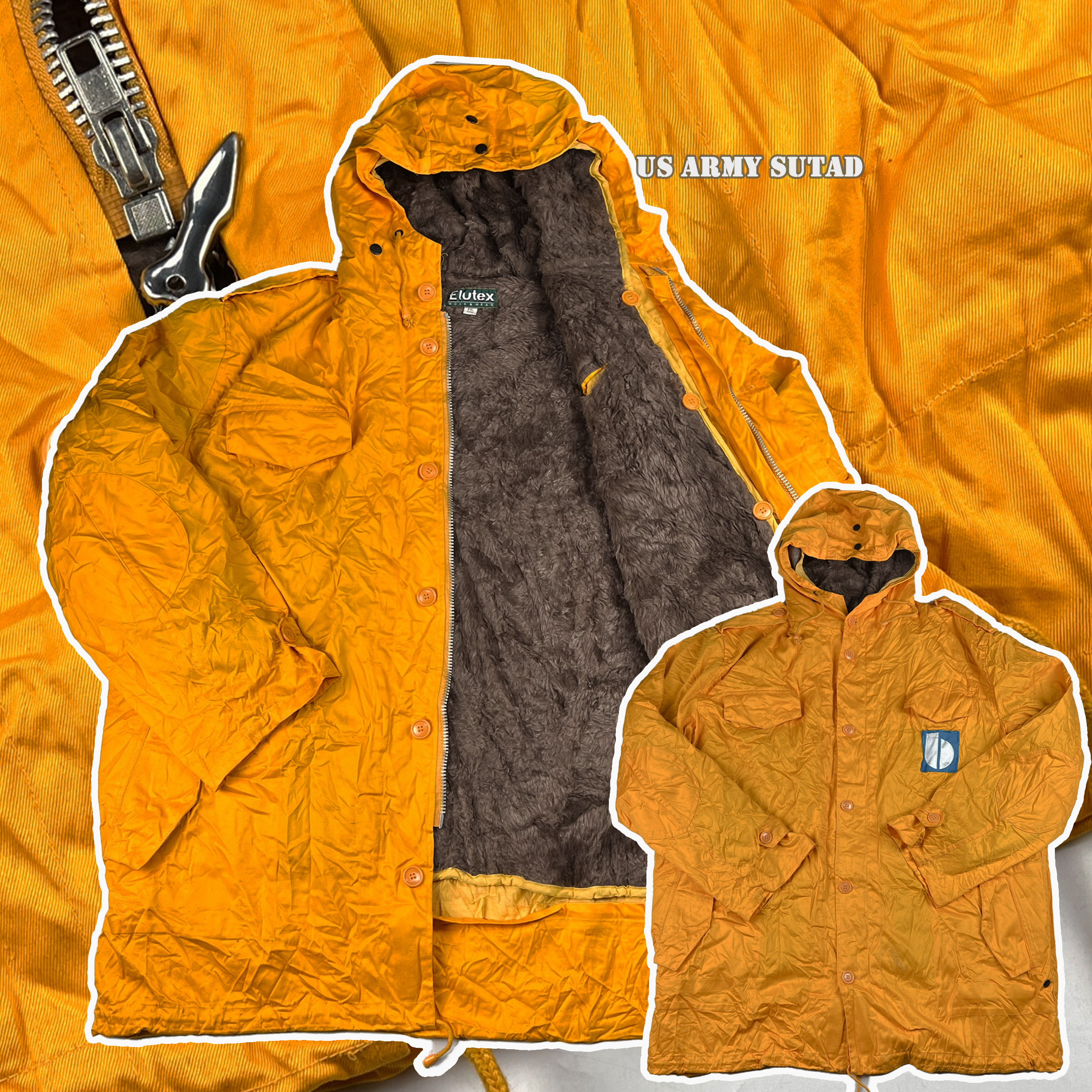 แจ็คเก็ตวินเทจ Warning protection ELUTEX work jacket แจ็คเก็ตกระสอบ ...