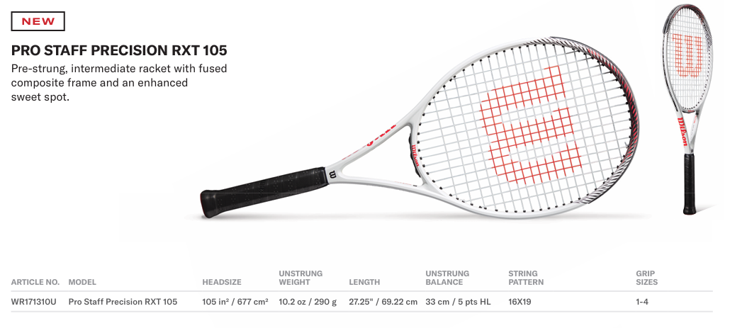 Wilson PRO STAFF PRECISION RXT 105 ไม้เทนนิส Pre-strung (ไม้ขึ้นเอ็น ...