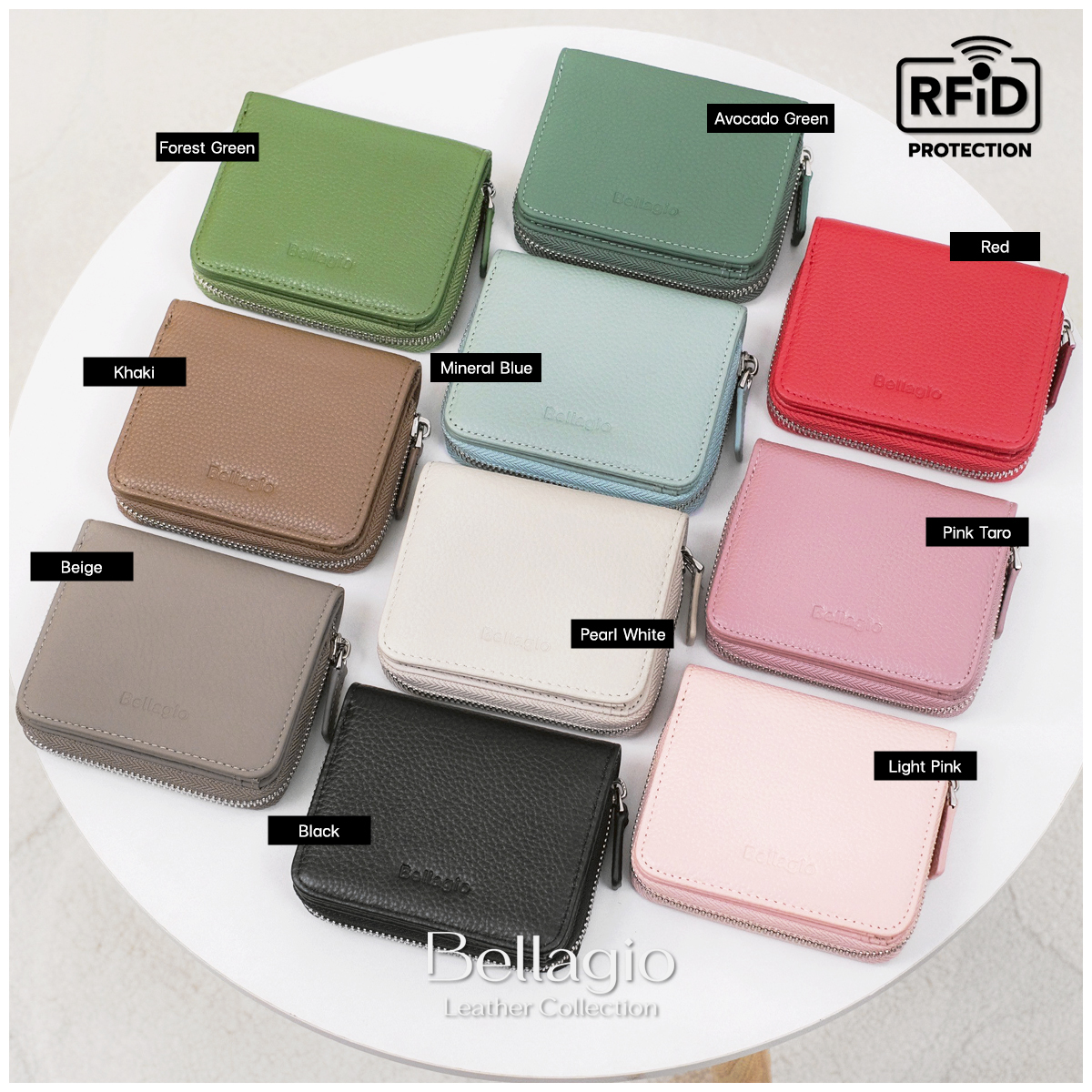 Bellagio รุ่น Boventa Wallet กระเป๋าสตางค์ซิปรอบหนังวัวแท้ (ซิป YKK/SBS แท้) ฟังก์ชั่นครบจบในใบ ...