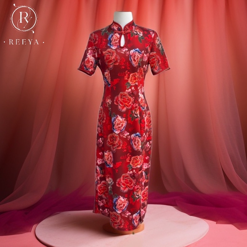 233 เดรสกี่เพ้าพิมพ์ลายดอก (ผ้าเทพ REEYA) | Shopee Thailand