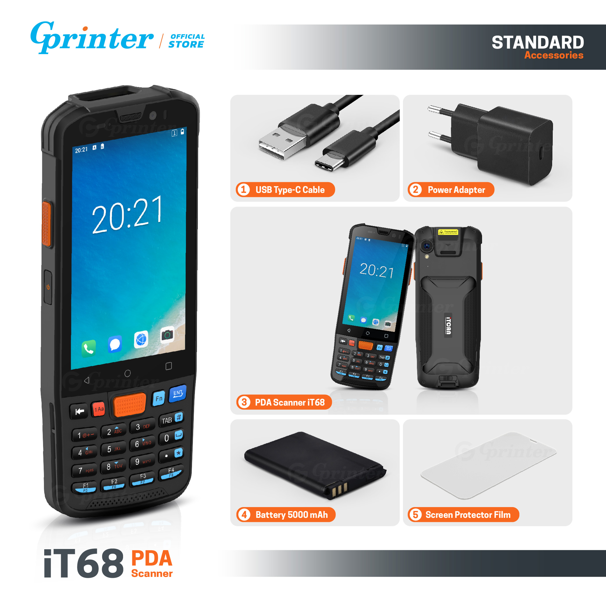 Gprinter PDA IT68 เครื่องสแกนบาร์โค้ด เครื่องPDA นับสต๊อกสินค้า สแกนบาร์โค้ดพกพา handheld ...