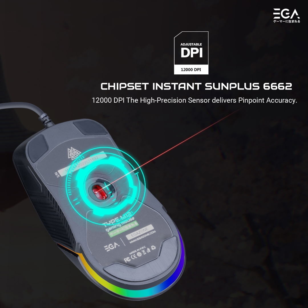 EGA TYPE M12 GAMING MOUSE เมาส์เกมมิ่ง มีสาย มีให้เลือก 2 สี ตกแต่งด้วย ...