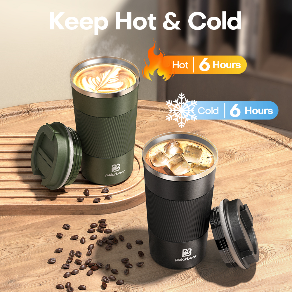 Polarbear แก้วกาแฟพกพา 380ML 510ML เก็บความเย็น แก้วกาแฟ แก้วเก็บอุณหภูมิ สแตนเลสแบบพกพา น้ำ ...