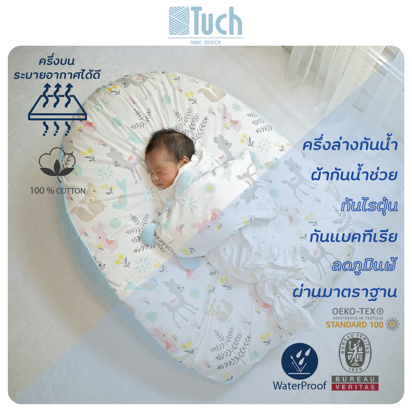 💢เฉพาะปลอก💢 สำหรับที่นอนกันกรดไหลย้อน TUCH (ปลอกกันน้ำ) Cover Only For ...