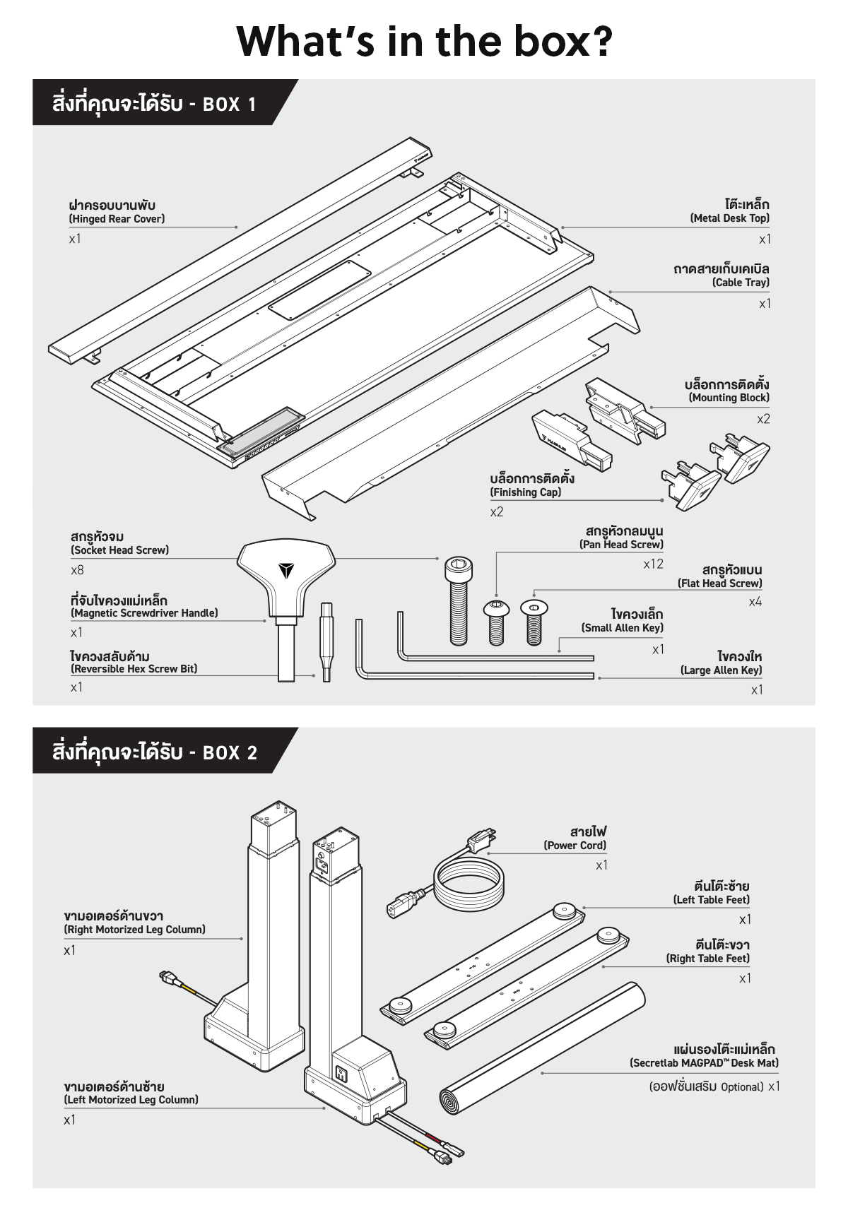 Secretlab MAGNUS Pro Pure White XL - โต๊ะคอมปรับระดับไฟฟ้า สีขาว (ขนาด ...