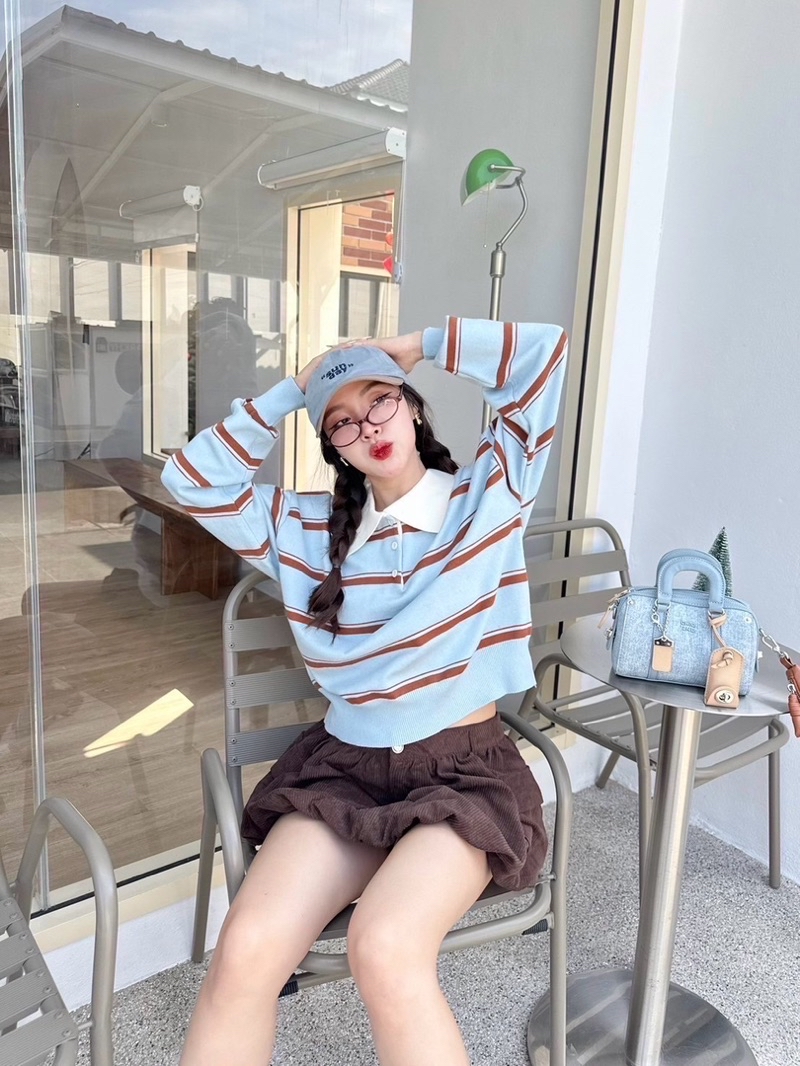 เสื้อโปโลแขนยาวผ้าไหมพรมทอลาย งาน WARIN กระดุมหน้า WRPL0020 | Shopee ...