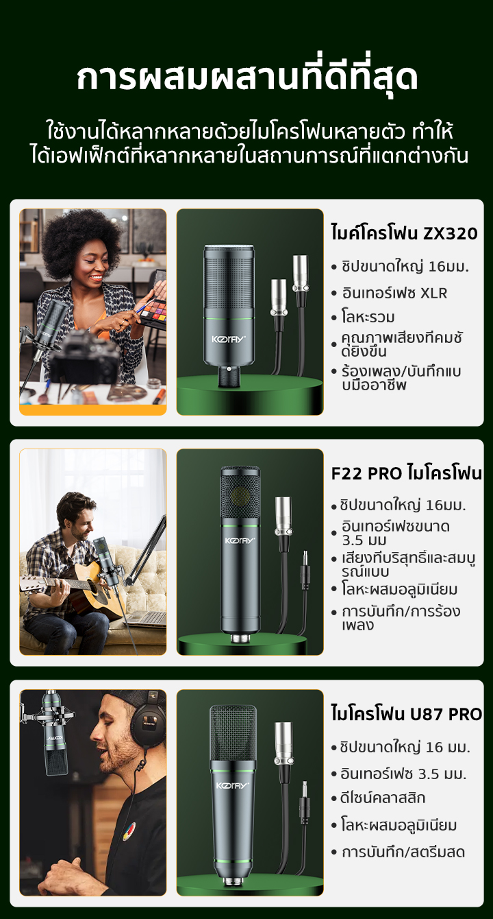 ซาวด์การ์ด Koorfly KF03 การ์ดเสียงสด ซาวด์การ์ดไมค์ อุปกรณ์ควบคุมเสียง ...