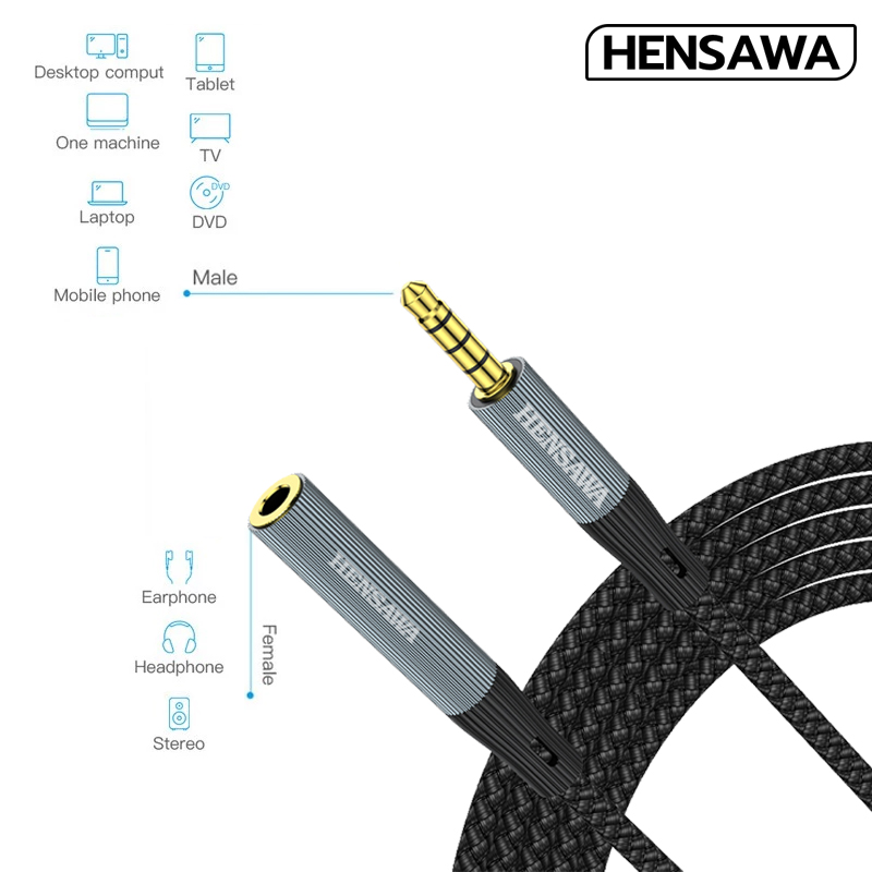 HENSAWA รุ่น AD149 สายAUX สายเพิ่มความยาว 3.5mm Male to Female Gold ...