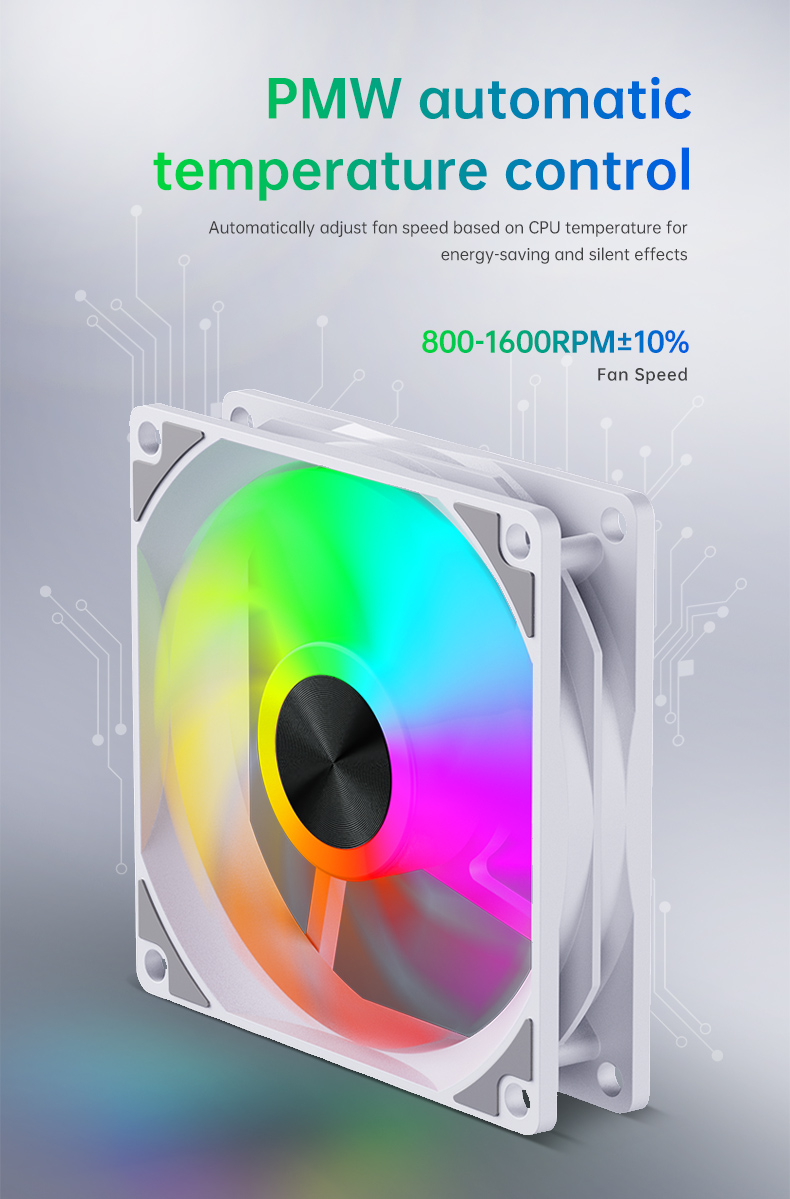 Cooling Fan (พัดลมเคส) SNOWMAN BM-AK120 RGB/ARGB B&W 4Pin PWM/5V 3pin ...
