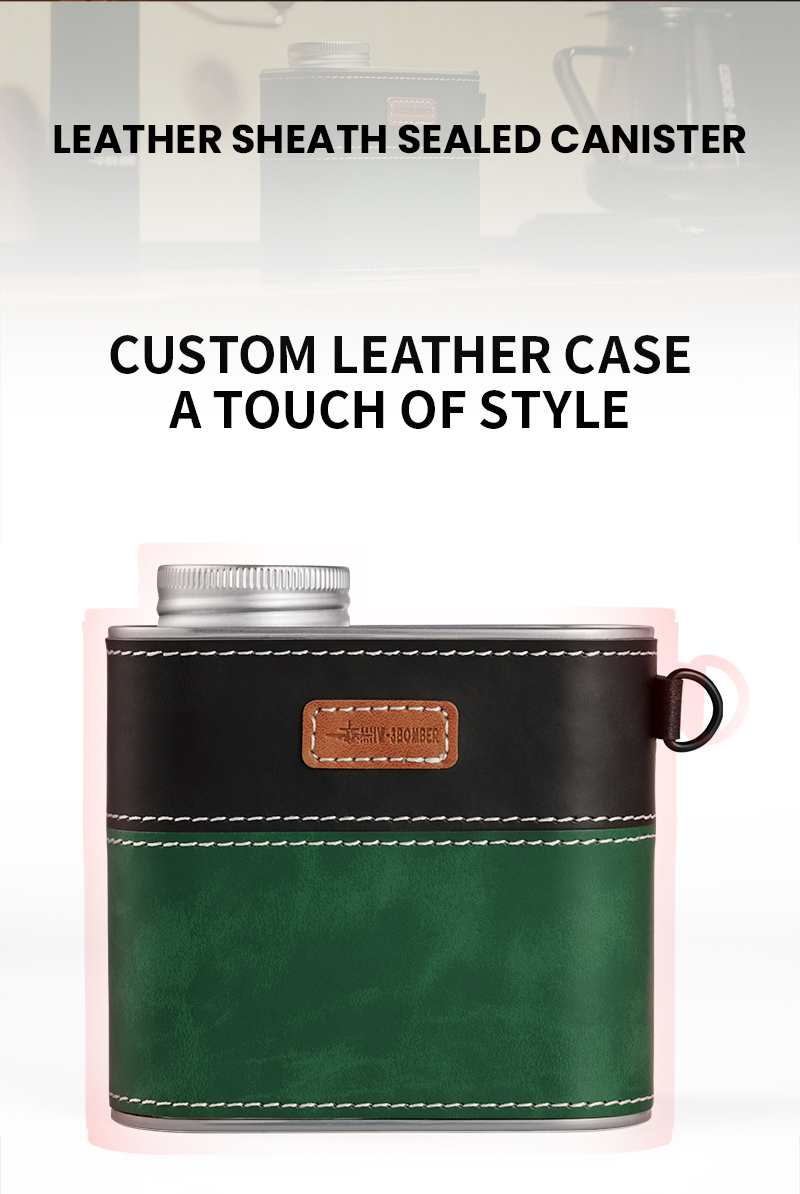 MHW-3BOMBER Leather Sheath Sealed Canister ขวดเก็บเมล็ดกาแฟ แบบมีวาล์ว ...