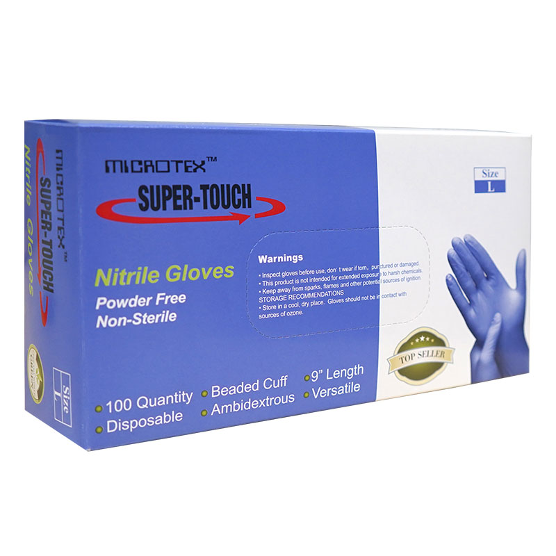 MICROTEX Super Touch Nitrile(100 ชิ้น/กล่อง)ถุงมือยางไนไตรสีฟ้า ...