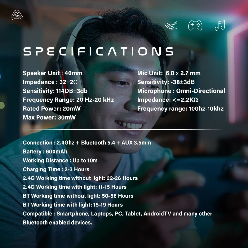 [ประกัน 2 ปี] EGA TYPE H17 หูฟังเกมมิ่ง Gaming Headset เชื่อมต่อได้ 3 ...