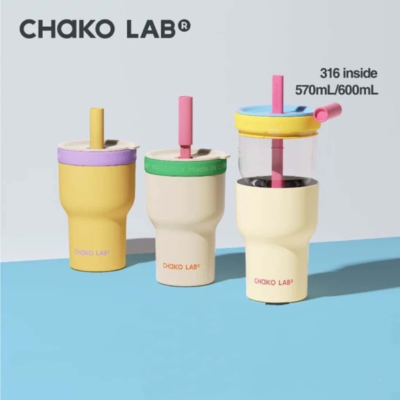 [ พร้อมส่งในไทย ) Chako Lab แก้วเก็บความเย็น 2 ชั้น ขนาด 600 ML ...