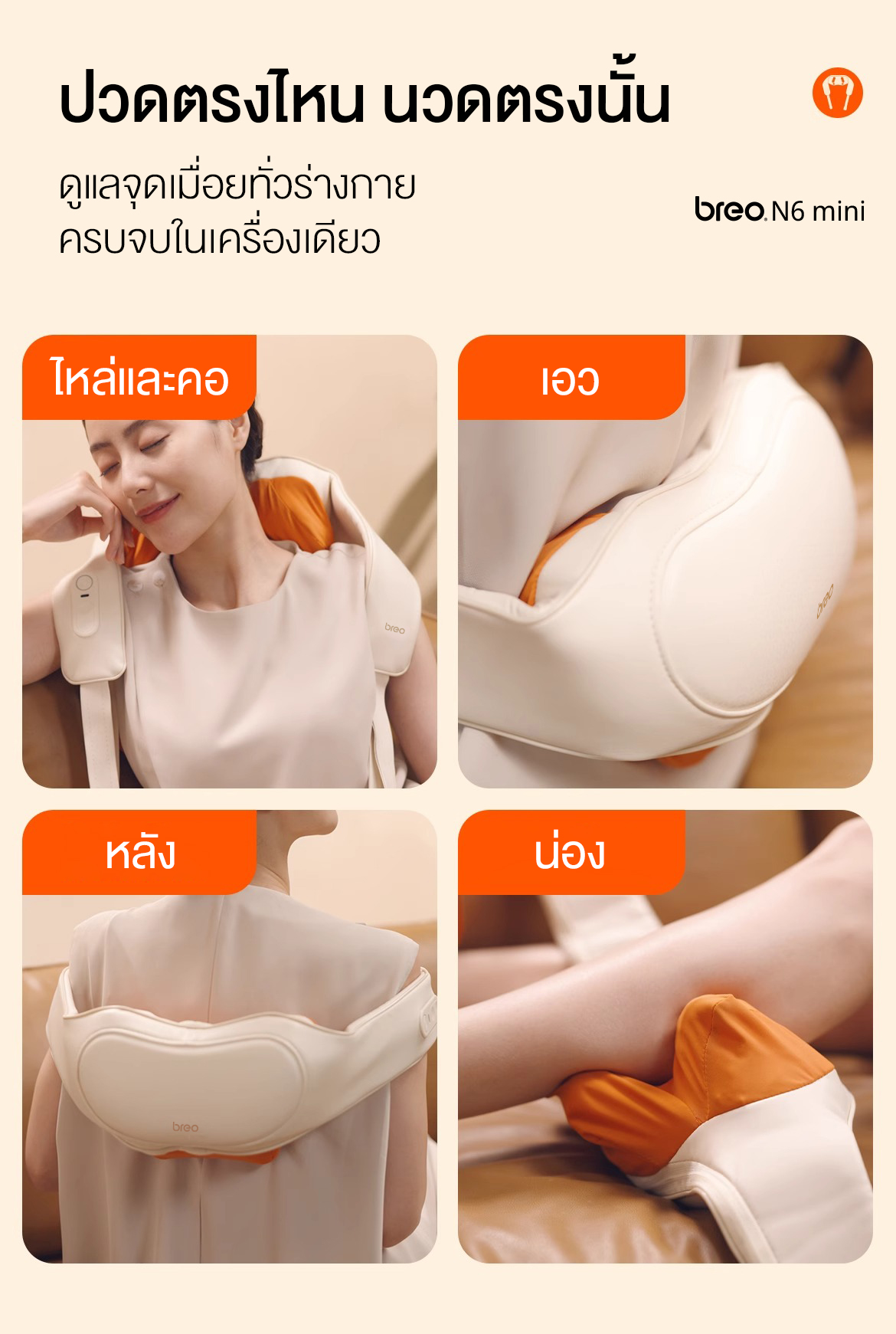 breo N6 mini เครื่องนวดคอ บ่า ไหล่ Neck&Shoulder Massager นวัตกรรม Hall ...