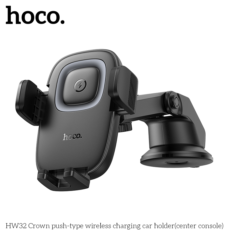 hoco HW32 ที่วางมือถือในรถพร้อมชาร์จไร้สาย Crown push-type wireless ...