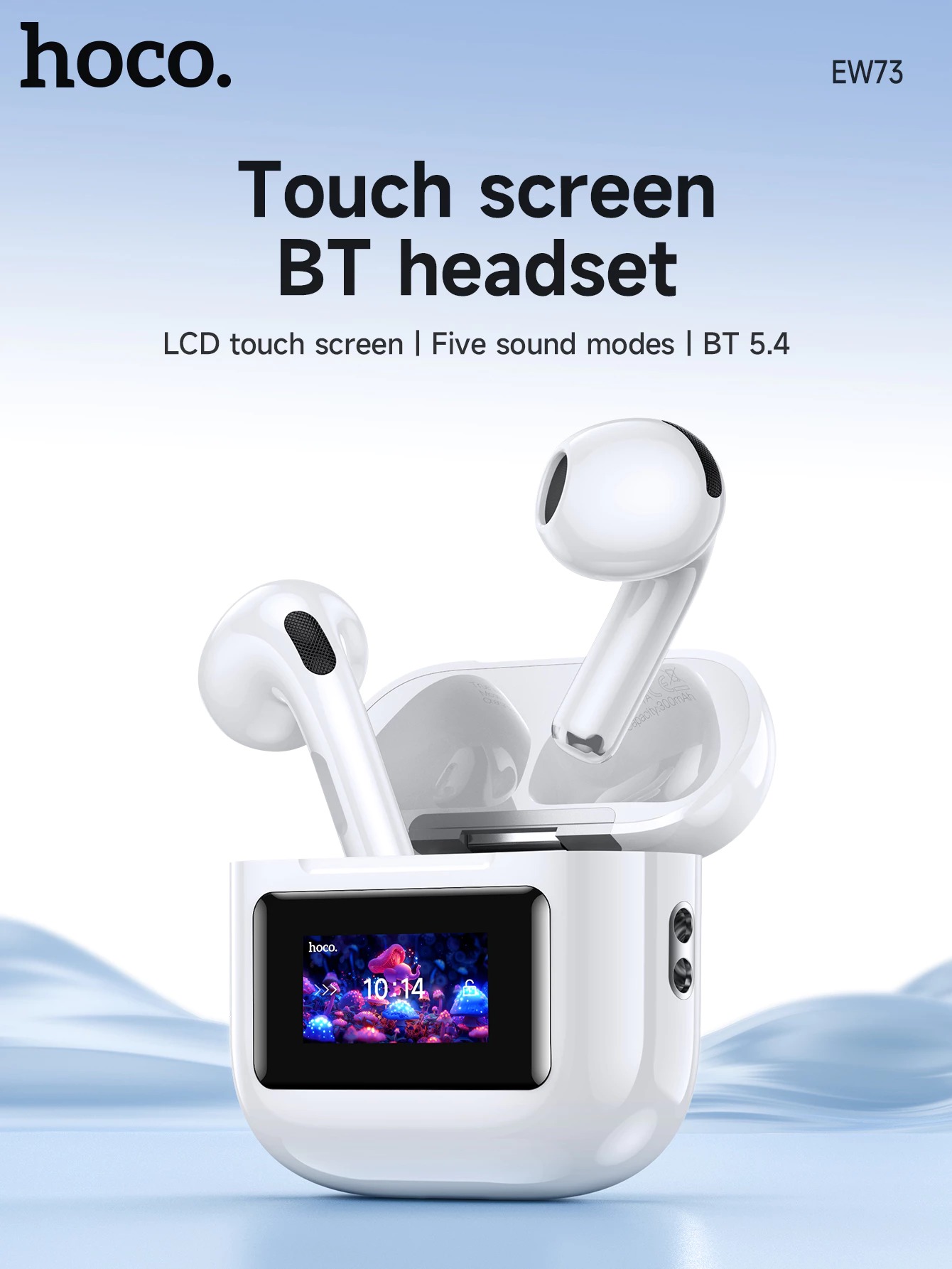 Hoco EW73 หูฟังบลูทูธไร้สาย BT5.4 มีจอ LCD ระบบสัมผัส อัจฉริยะ 12 ฟังก ...