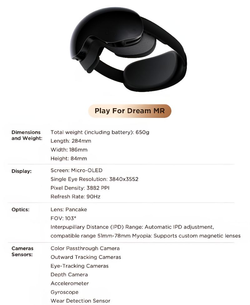 Play for Dream MR แว่น VR True 8K Micro-OLED Screen | 1,000-inch Cinema-Level Display ...