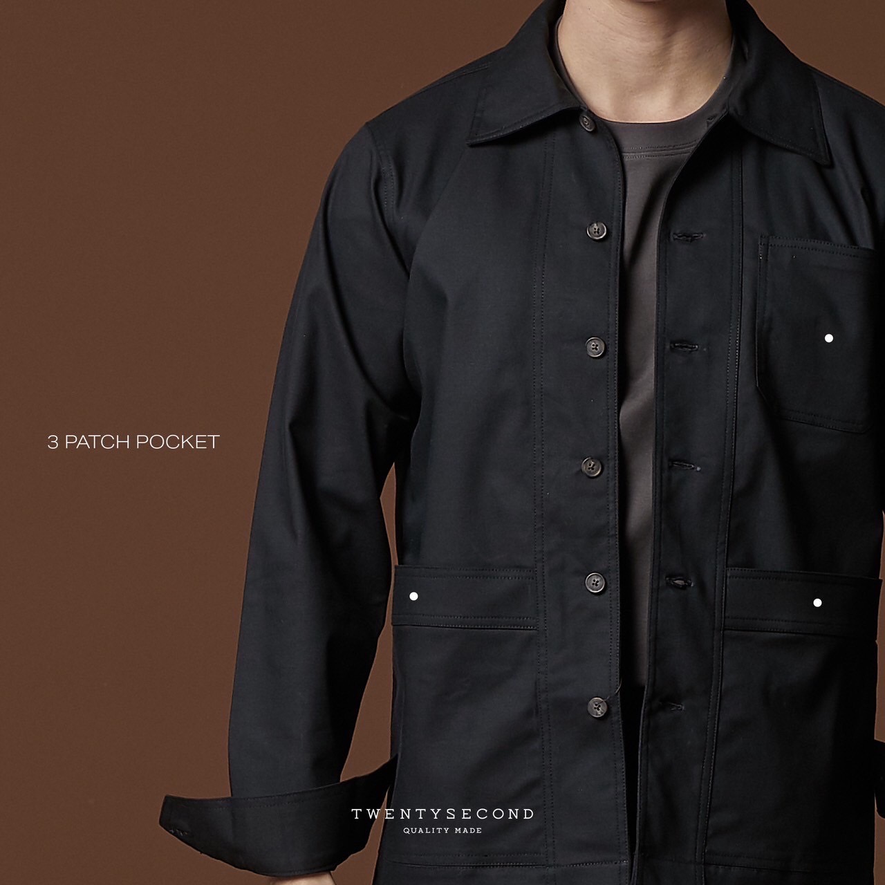 TWENTYSECOND เสื้อแจ็คเก็ตผ้าคอตต้อน รุ่น Dean Utility Jacket - ดำ ...