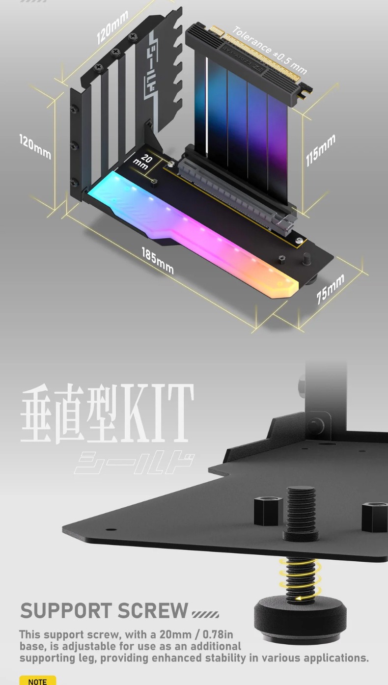 EZDIY-FAB Vertical GPU Mount with High-Speed PCIE 4.0 Riser Cable 90 ...